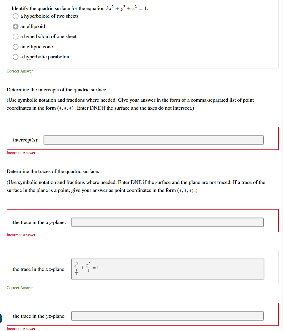 Solved Identify the quadric surface for the equation | Chegg.com