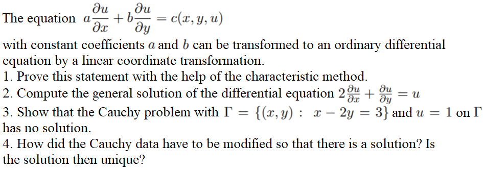 Solved = au ди The equation a+b = c(x, y, u) ax ду with | Chegg.com