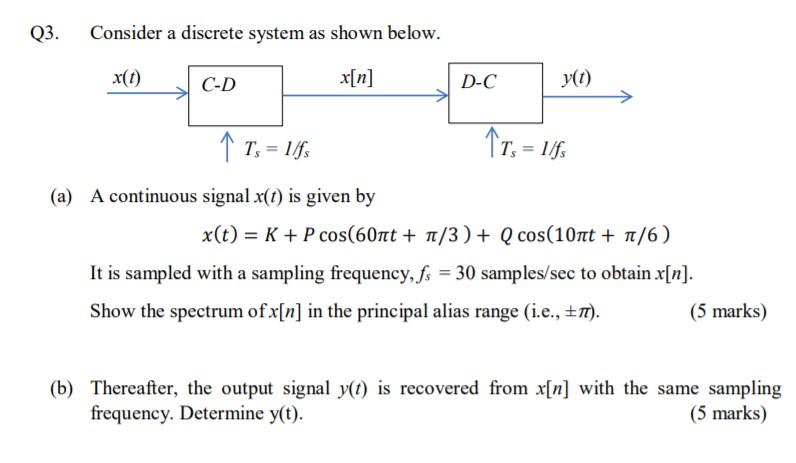 Solved Q3. Consider a discrete system as shown below. x(1) | Chegg.com