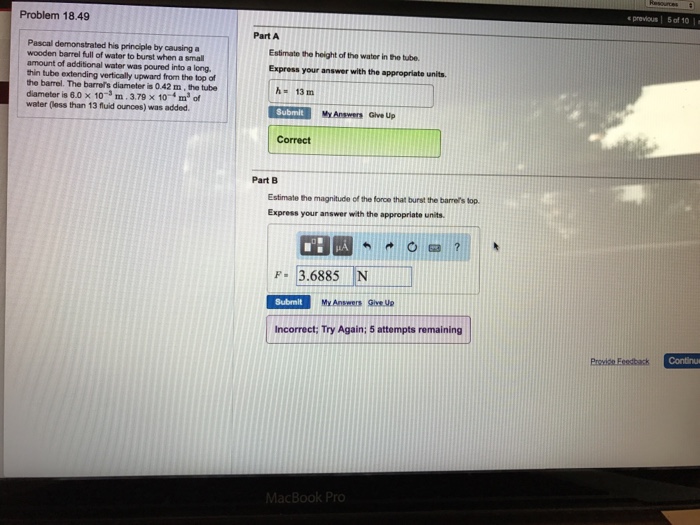 Solved Pascal demonstrated his principle by causing a wooden | Chegg.com