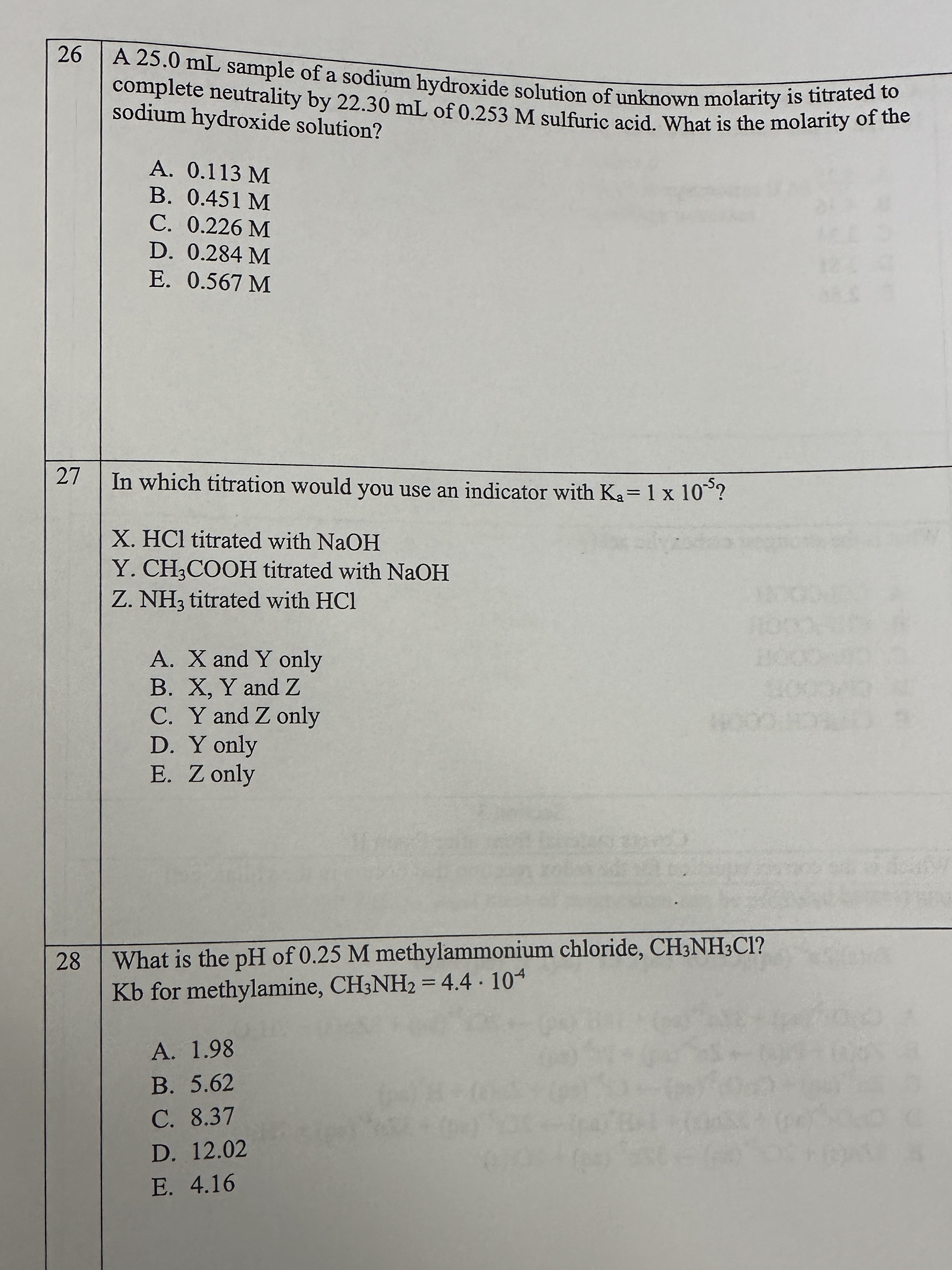 Solved 26 A 25.0 mL sample of a sodium hydroxide solution of | Chegg.com