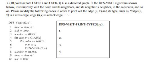 Solved 3. (10 points) (both CSE423 and CSE823) G is a | Chegg.com