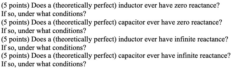 Solved (5 points) Does a (theoretically perfect) inductor | Chegg.com