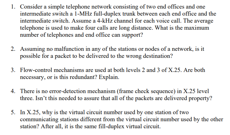 1. Consider a simple telephone network consisting of | Chegg.com