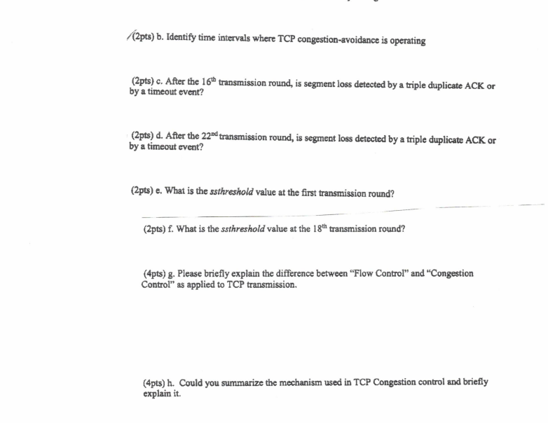 Solved (2pts) b. Identify time intervals where TCP | Chegg.com