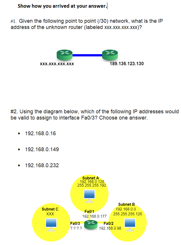 Solved Show how you arrived at your answer. #1. Given the | Chegg.com
