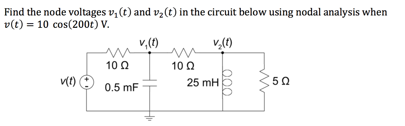 Solved Find the node voltages vi(t) and vz(t) in the circuit | Chegg.com