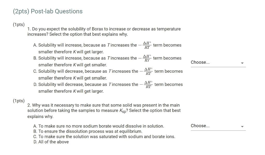 Solved Data And Lab Submission - Entropy Of Borax | Chegg.com