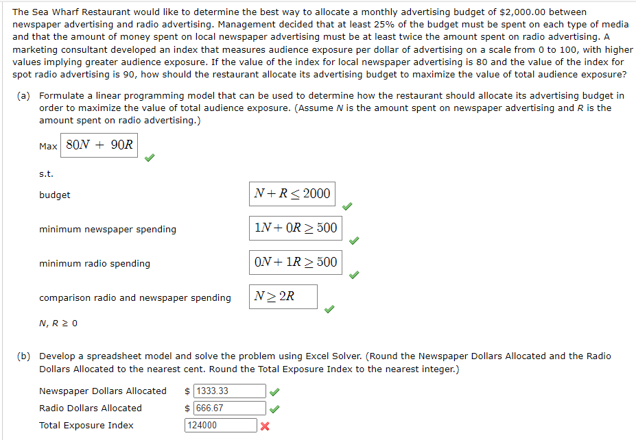 Solved The Sea Wharf Restaurant would like to determine the | Chegg.com Solved The Sea Wharf Restaurant would like to determine the | Chegg.com