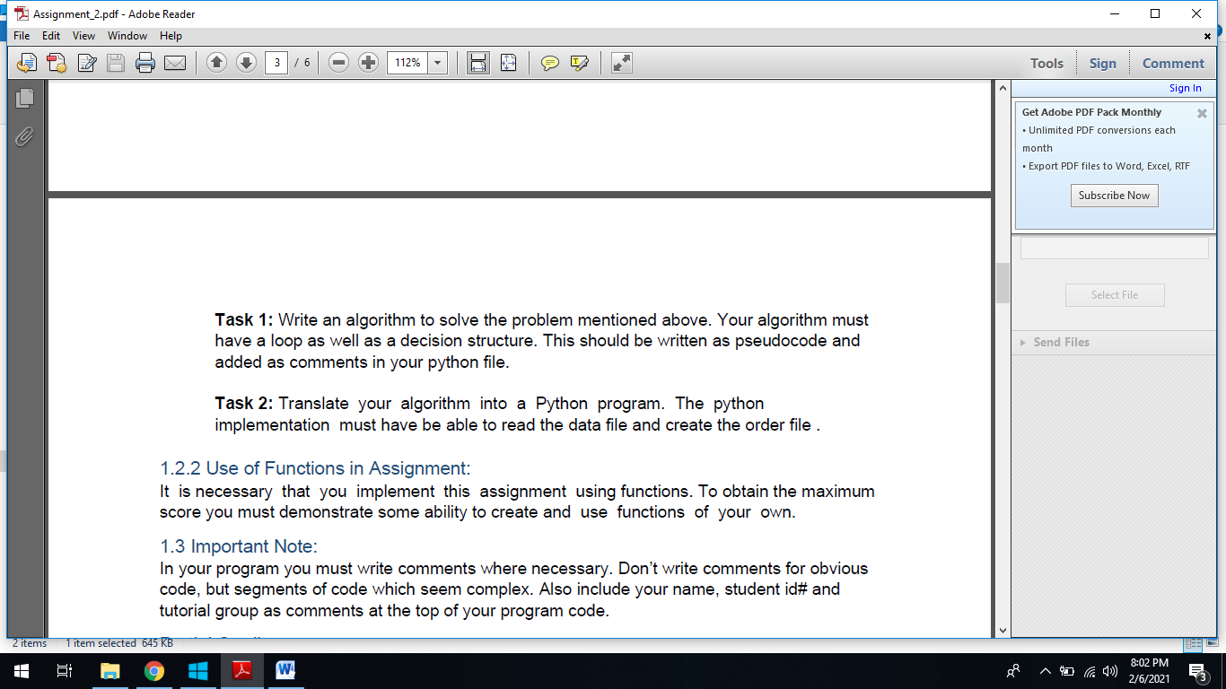 Solved Assignment_2.pdf - Adobe Reader File Edit View Window | Chegg.com