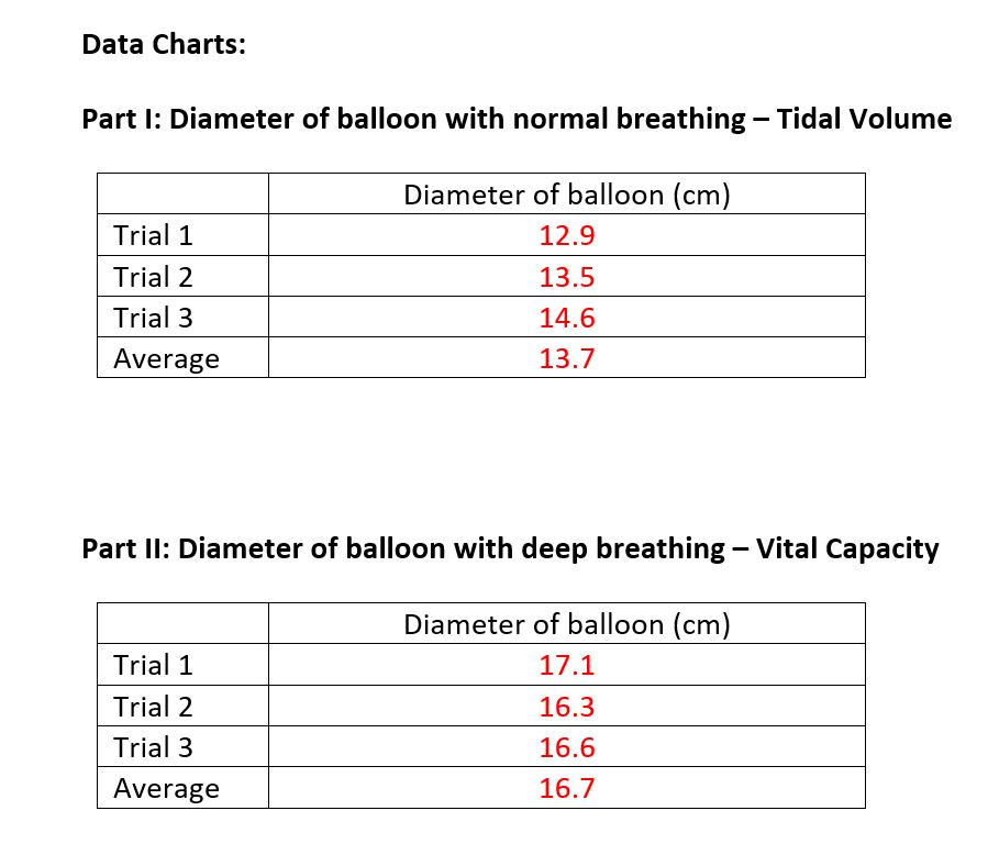 Balloon diameter (centimeters) Part I: Diameter of | Chegg.com