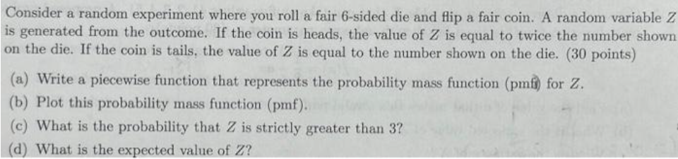 Solved Consider a random experiment where you roll a fair 6 | Chegg.com