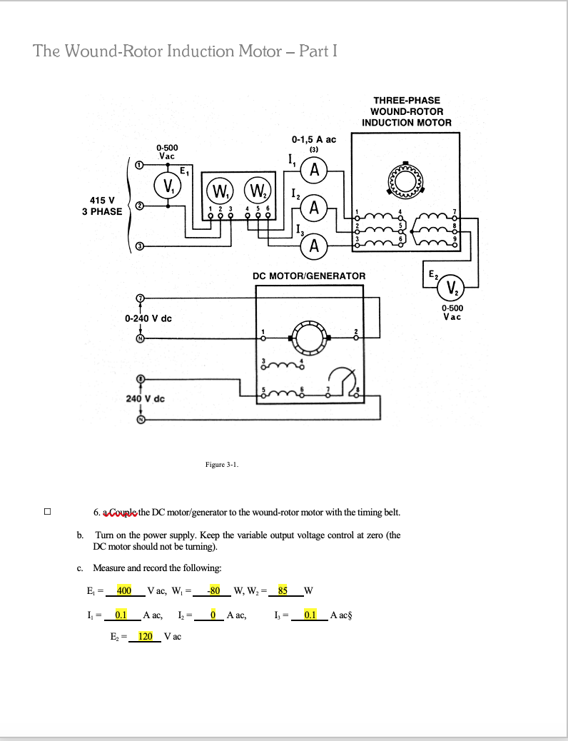 Solved The Wound-Rotor Induction Motor - Part I Figure 3-1. | Chegg.com