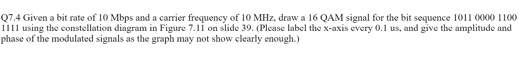 Solved Q7.4 Given a bit rate of 10Mbps and a carrier | Chegg.com
