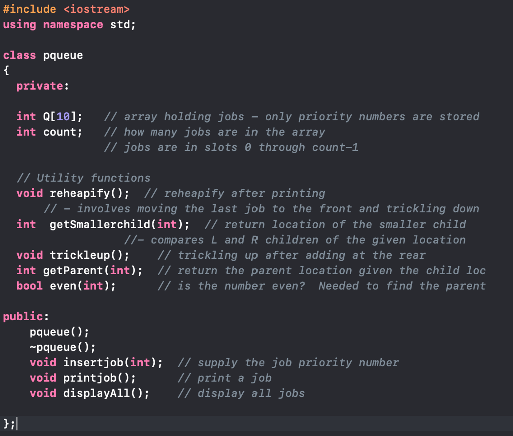 #include using namespace std; class pqueue private: | Chegg.com