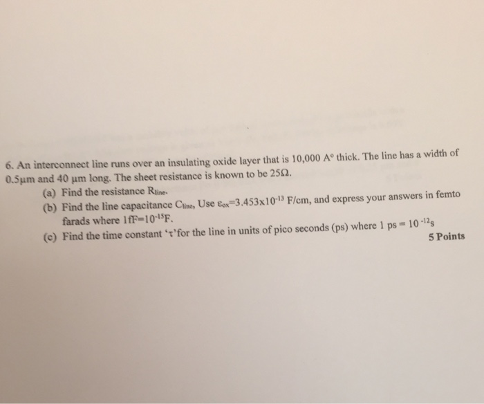 Solved An interconnect line runs over an insulating oxide | Chegg.com