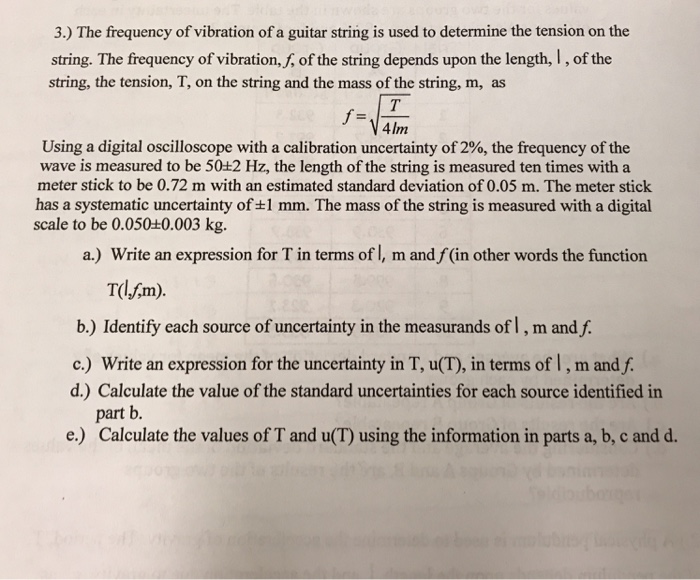 Solved 3.) The frequency of vibration of a guitar string is | Chegg.com