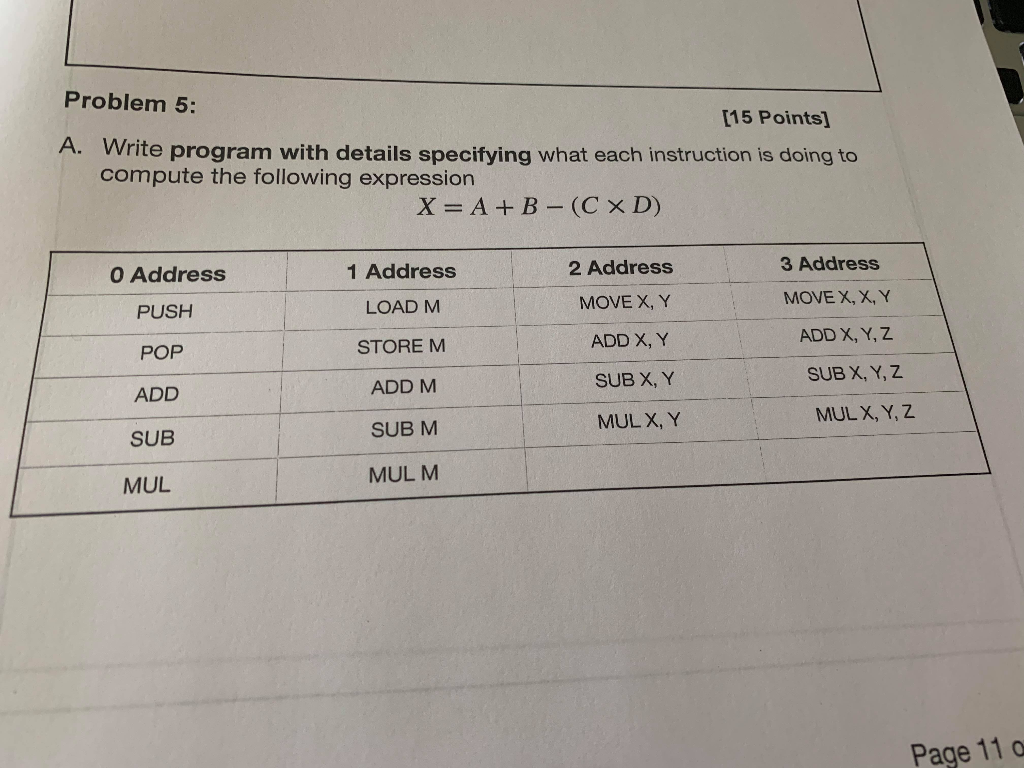 Solved Problem 5: 15 Points) A. Write program with details | Chegg.com