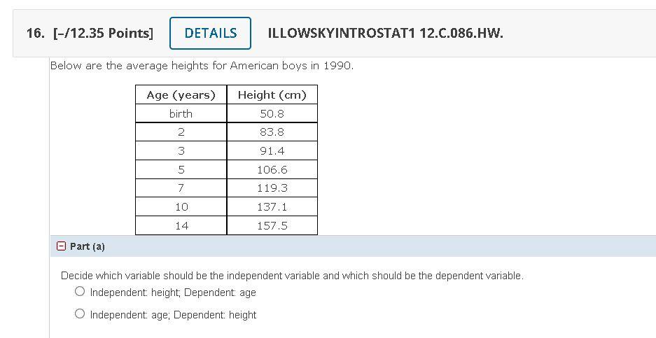 Solved 16. [-/12.35 Points] DETAILS ILLOWSKYINTROSTAT1 | Chegg.com