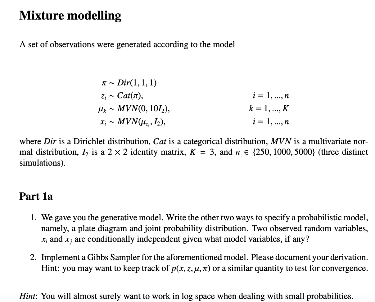 Solved Mixture modellingA set of ﻿observations were | Chegg.com