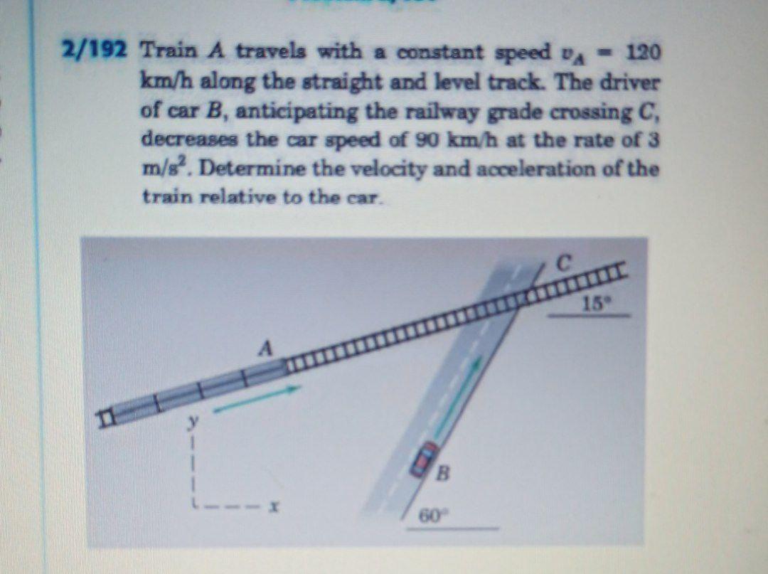 Solved 2/192 Train A travels with a constant speed A - 120 | Chegg.com
