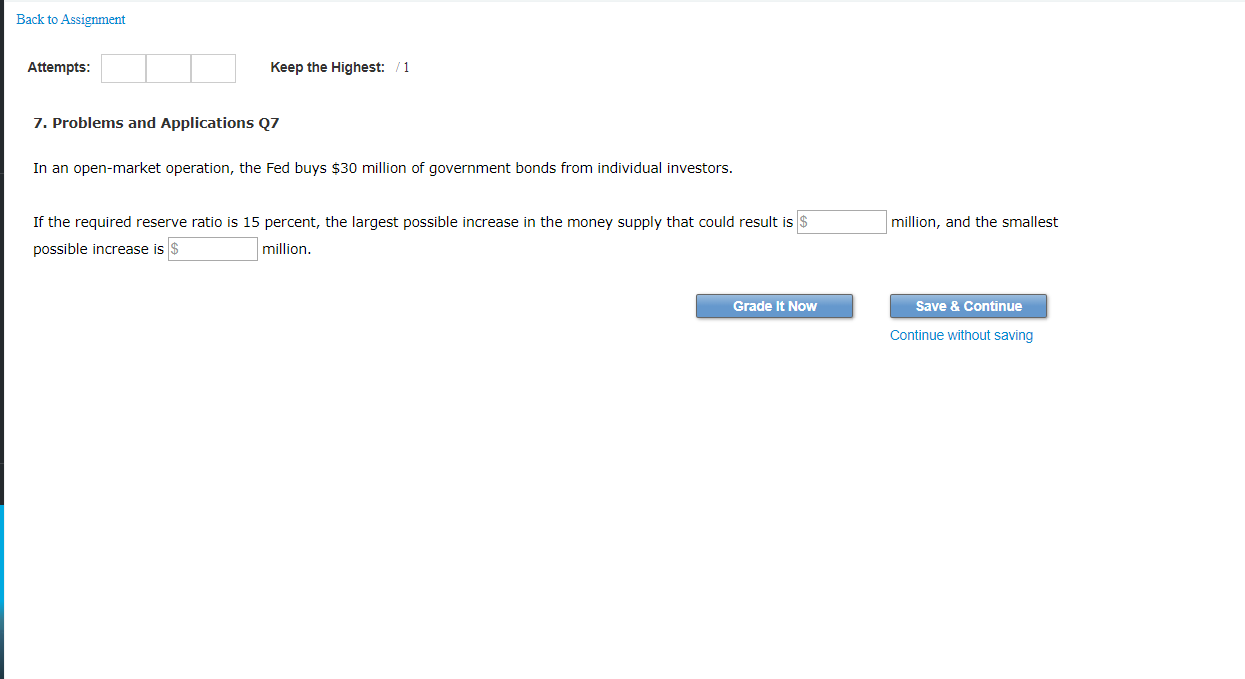 Solved Back to Assignment Attempts: Keep the Highest: /1 7. | Chegg.com