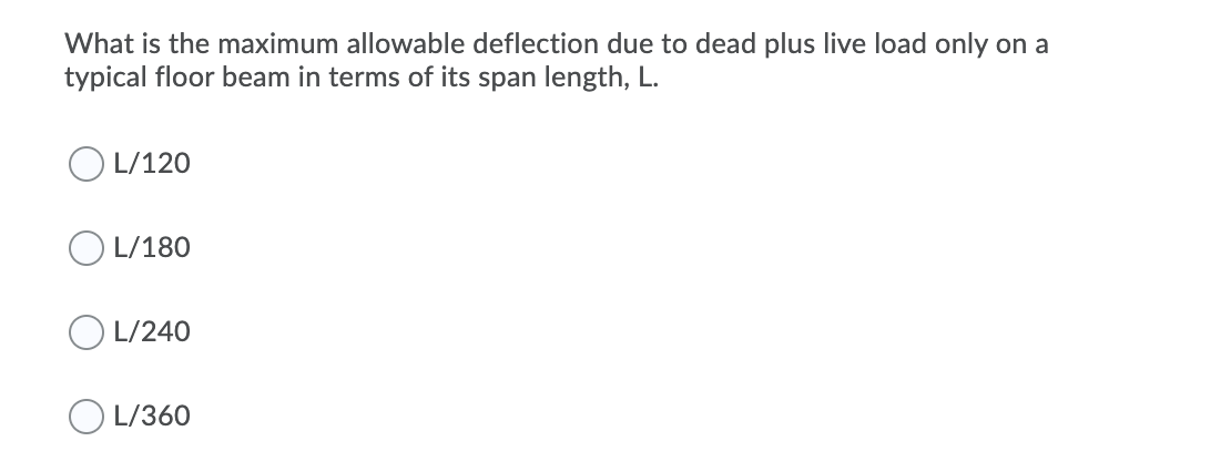 Solved What is the maximum allowable deflection due to dead | Chegg.com