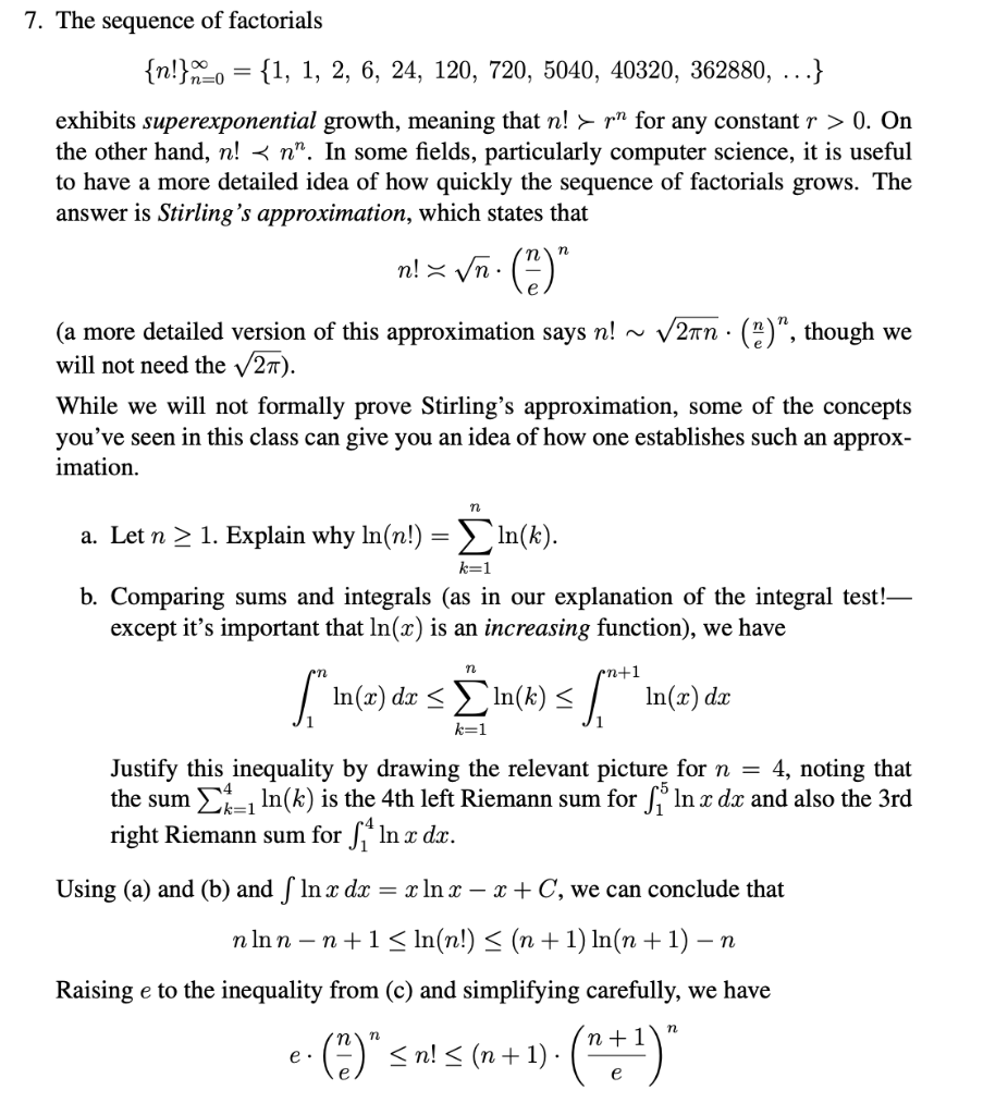 Solved 7. The sequence of factorials In!^0- {1, 1, 2, 6, 24, | Chegg.com
