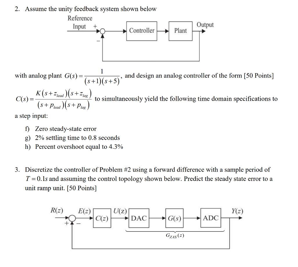 Solved 2. Assume the unity feedback system shown below | Chegg.com