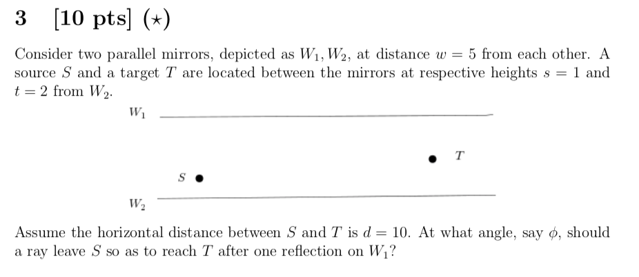 Solved 3 [10 pts) (*) Consider two parallel mirrors, | Chegg.com