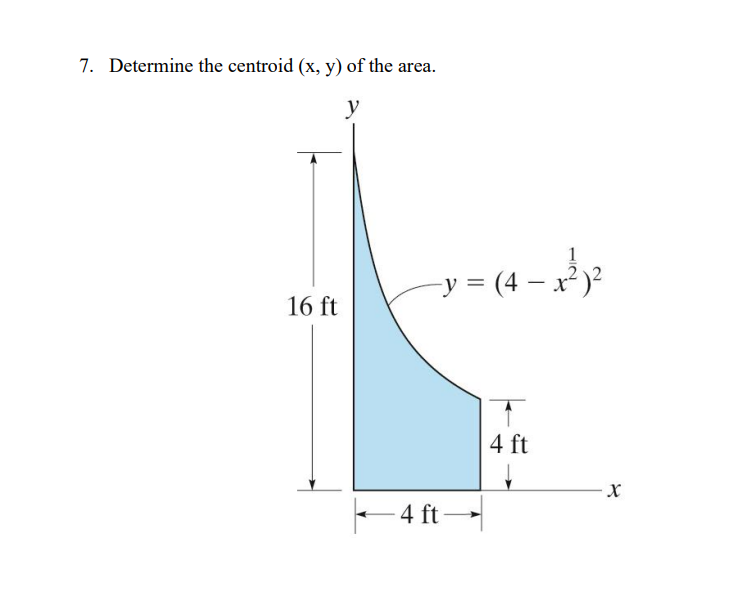 Solved 7. Determine the centroid (x,y) of the area. | Chegg.com