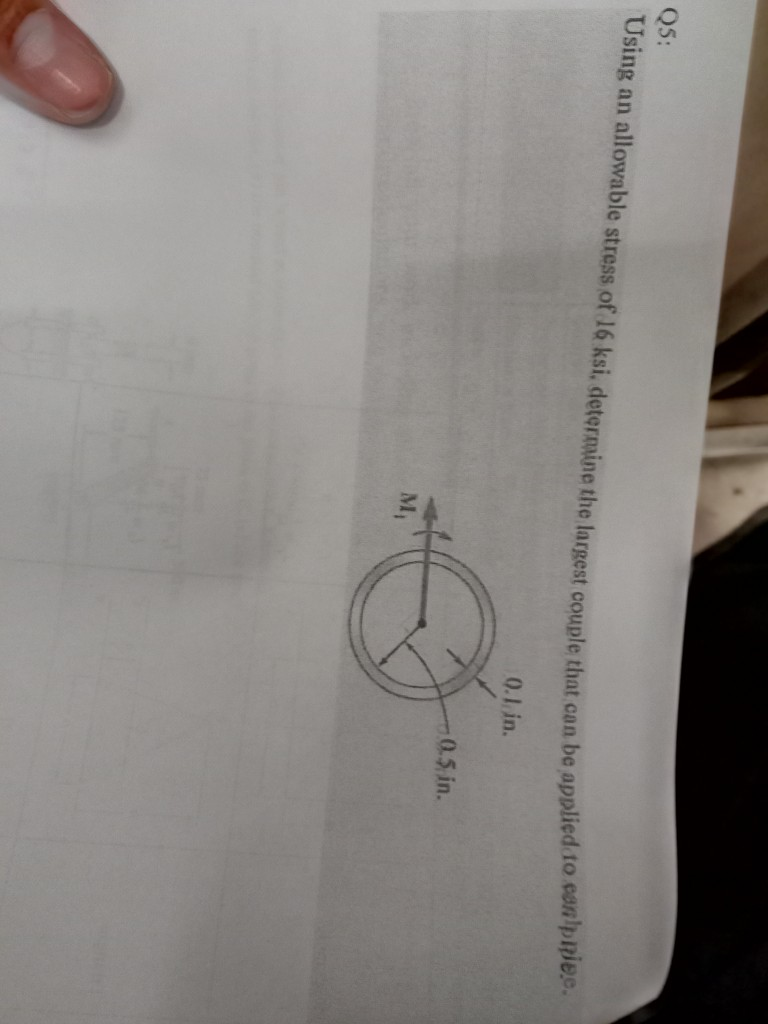 Solved Q5: Using an allowable stress of 16 ksi, determine | Chegg.com