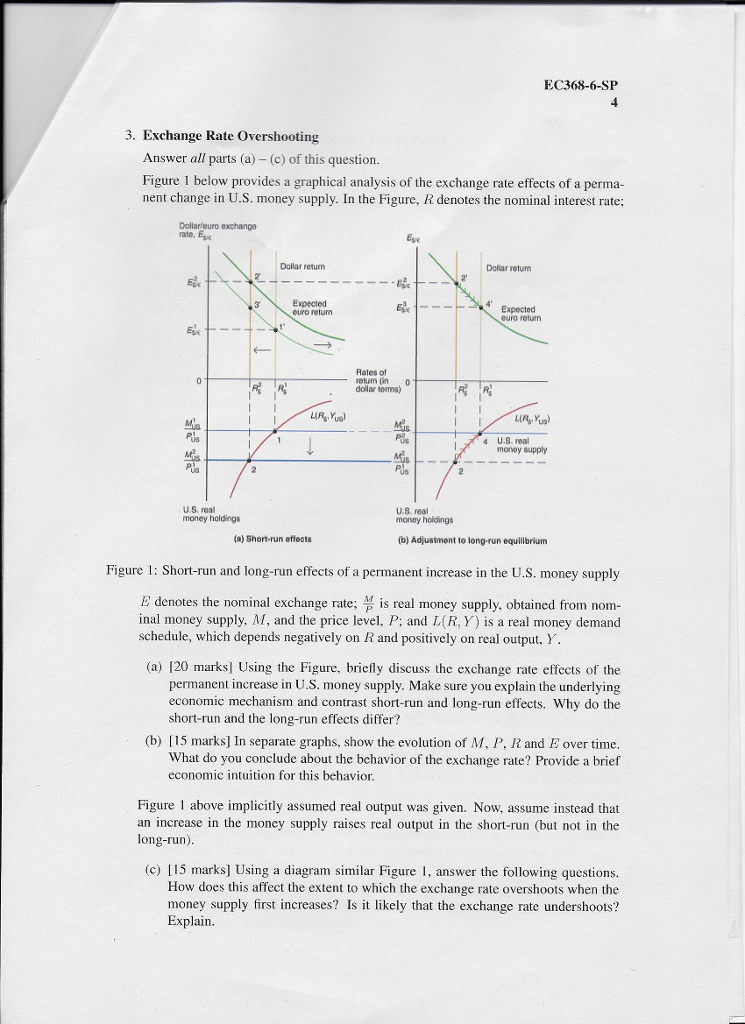 EC368-6-SP 3. Exchange Rate Overshooting Answer all | Chegg.com