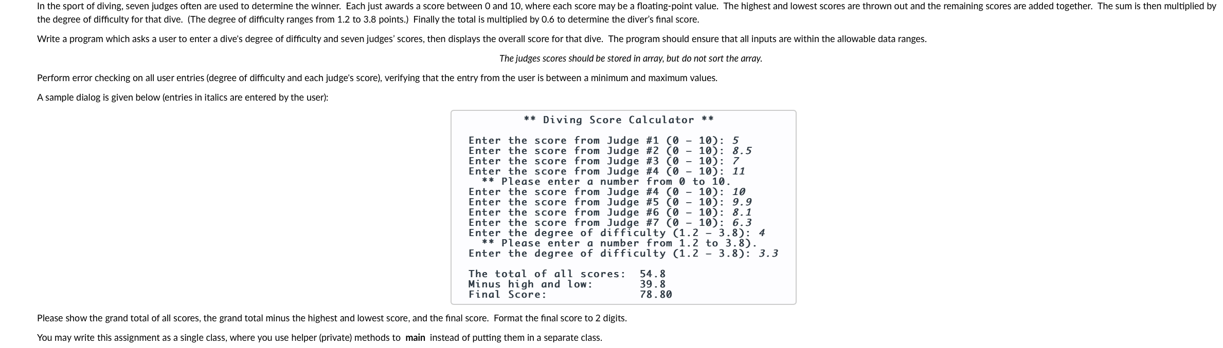 Solved This is an assignment for my Java class and need help | Chegg.com