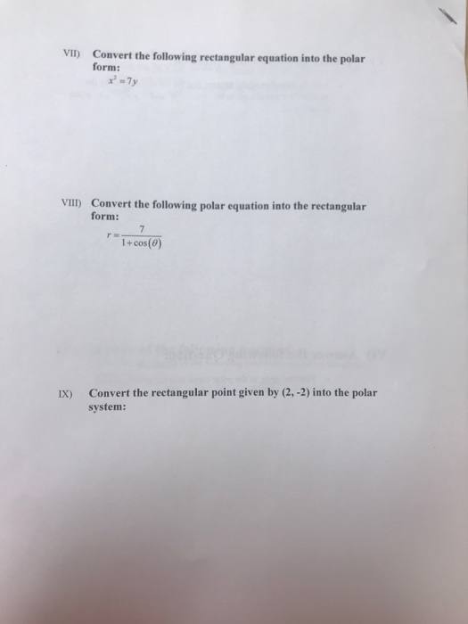 Solved VID Convert the following rectangular equation into | Chegg.com