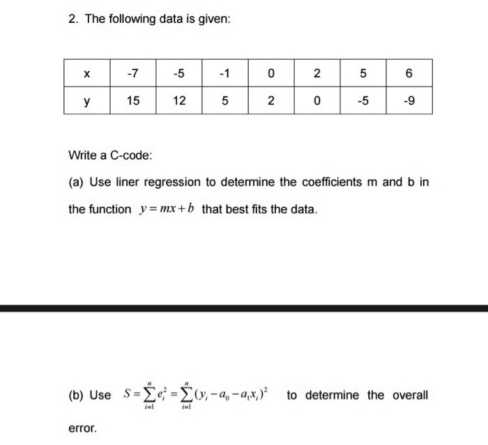 Solved 1. The following data is given 1 2.5 2 3 5 y 7 5 8 2 | Chegg.com