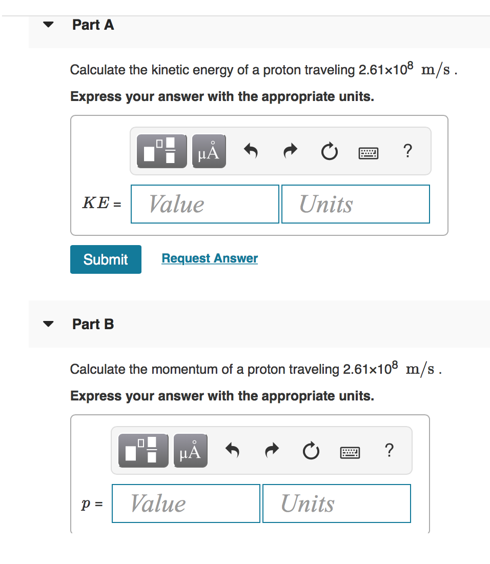 Solved Part A Calculate the kinetic energy of a proton | Chegg.com