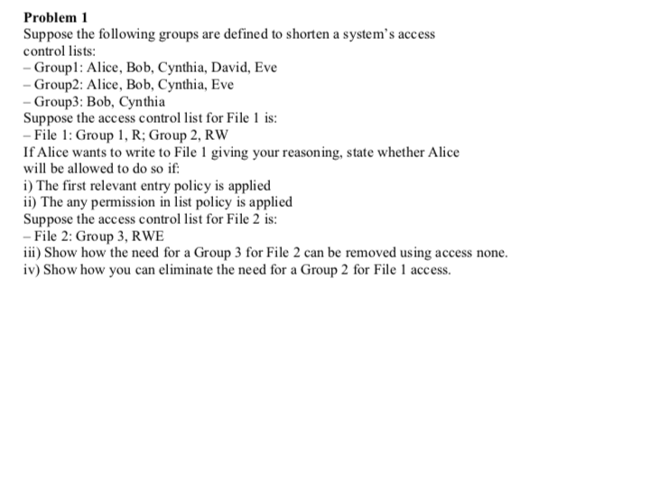 Solved Problem 1 Suppose the following groups are defined to | Chegg.com