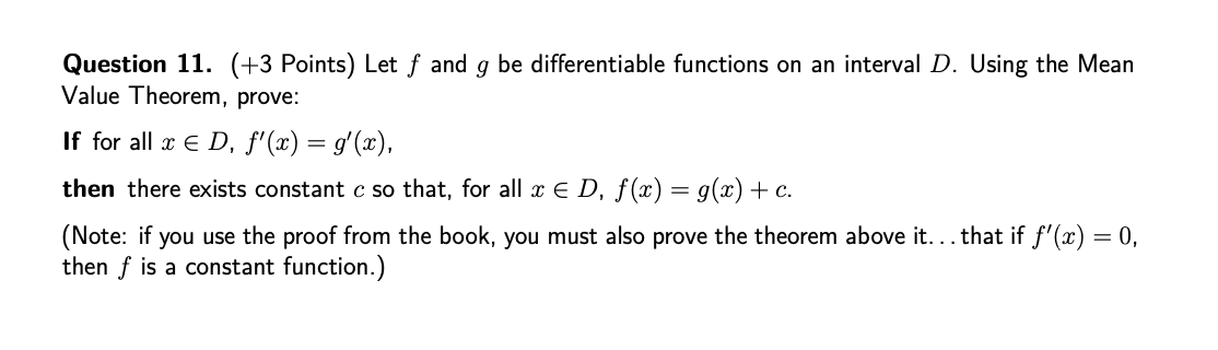 Solved Question 11. (+3 Points) Let f and g be | Chegg.com