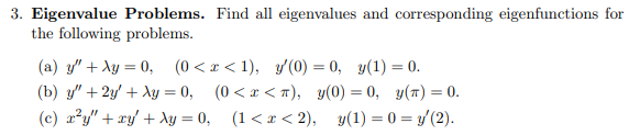 Solved 3. Eigenvalue Problems. Find all eigenvalues and | Chegg.com