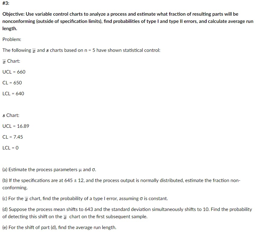 #3: Objective: Use variable control charts to analyze | Chegg.com
