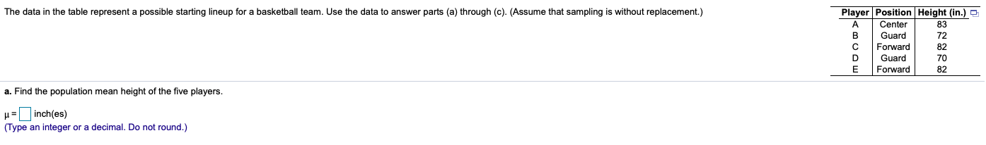 Solved The data in the table represent a possible starting | Chegg.com