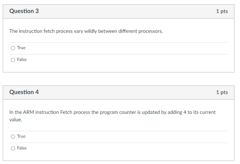 Solved Question 3 1 pts The instruction fetch process vary | Chegg.com