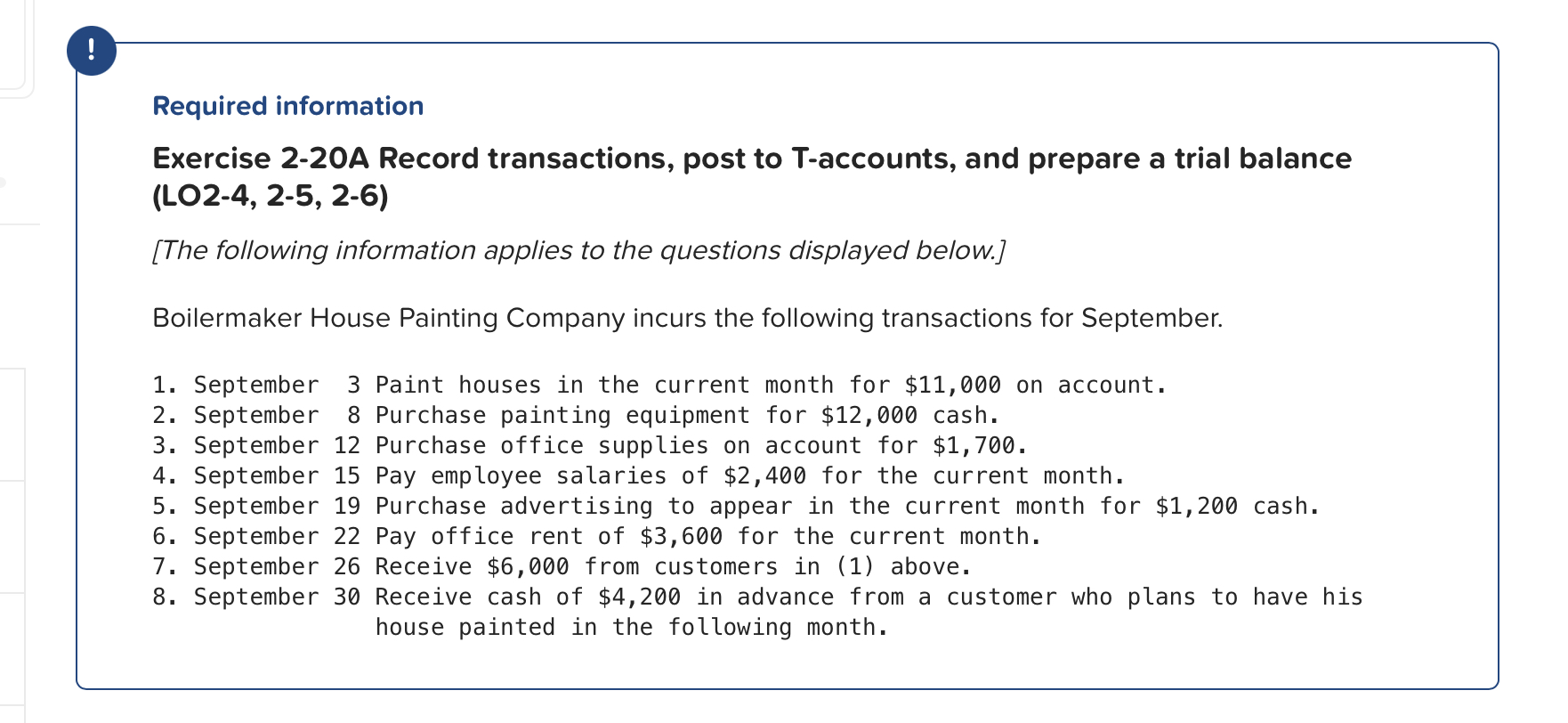 Solved Required information Exercise 2-20A Record | Chegg.com