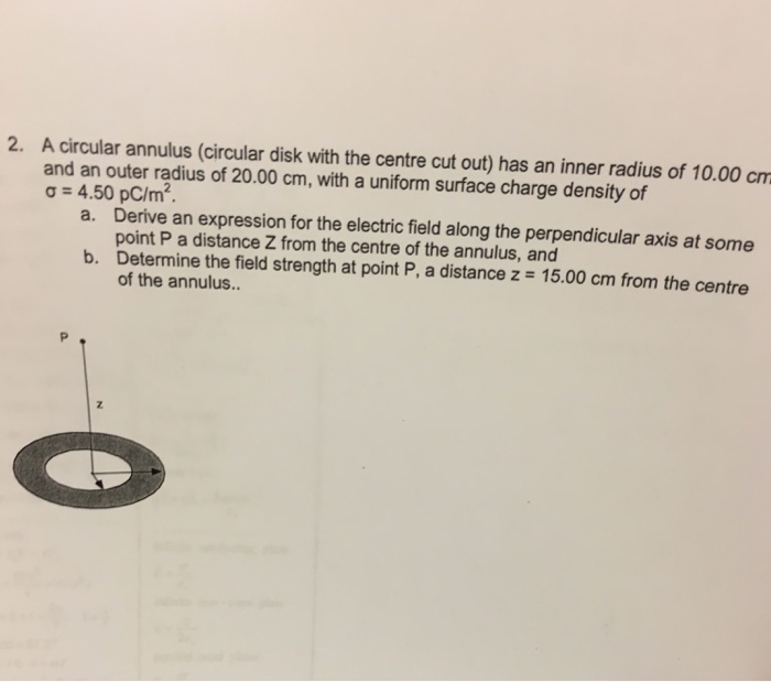 Solved A circular annulus (circular disk with the centre cut | Chegg.com