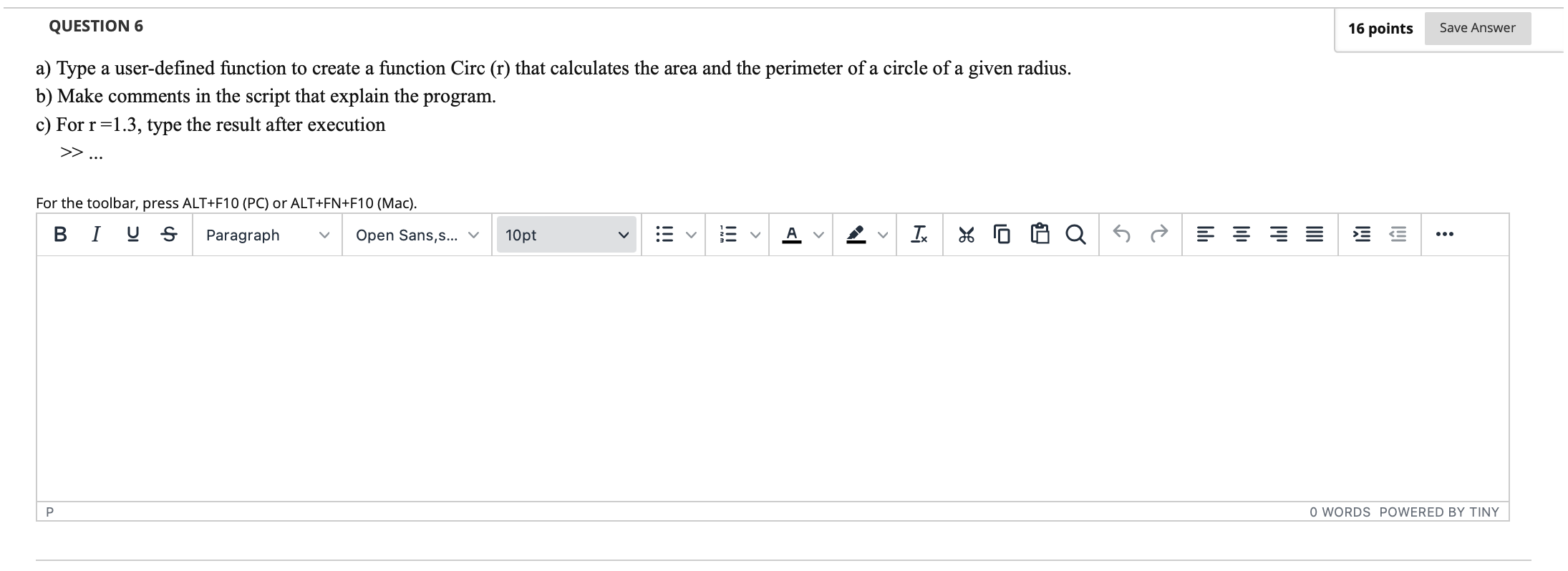 Solved a) Type a user-defined function to create a function | Chegg.com