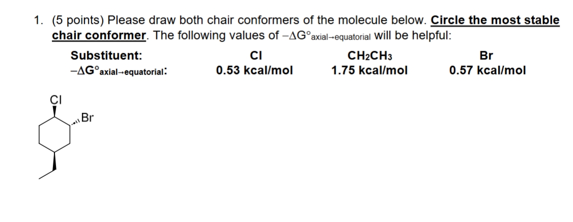 Solved (5 ﻿points) ﻿Please draw both chair conformers of | Chegg.com