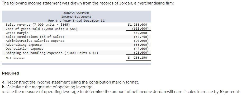 Solved a. Reconstruct the income statement using the | Chegg.com
