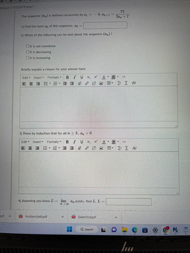 Solved The sequence (an) is defined recursively by | Chegg.com