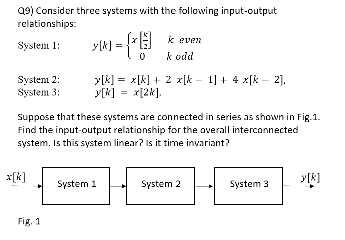 Solved Q9 Consider Three Systems With The Following